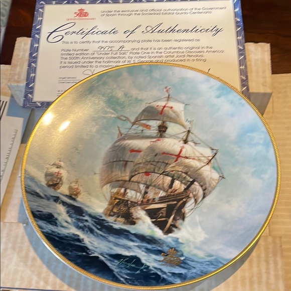 WJ George | Art | Vintage Decorative Nautical Ceramic Plate With Gold ...